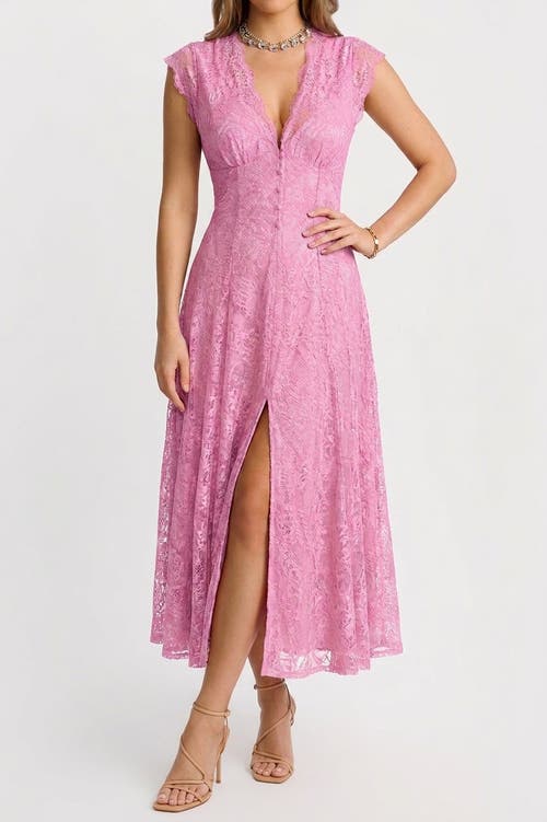 POPILUSH Floral Lace V Neck Maxi Dress with Shapewear